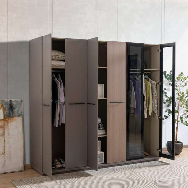 LIMFJORDEN 6 DOOR WARDROBE GREY